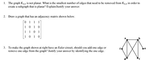 Solved 1 The Graph K3 3 Is Not Planar What Is The Smallest