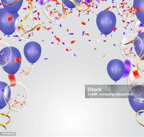 파란 풍선 색종이 개념 디자인 서식 파일 해피 발렌타인 배경 축 벡터 일러스트 레이 션 재미 있는 장식 빛나는 추상 개념 그래픽