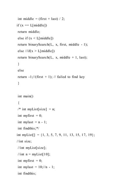 C Exercise 4 Write A Recursive Version Of The Binary Search Algdocx