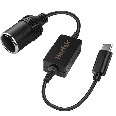 Usb C Male To 12v Car Cigarette Lighter Socket Female Converter Adapter