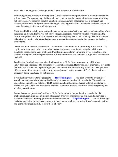Phd Thesis Structure By Publication Pdf Thesis Doctor Of Philosophy