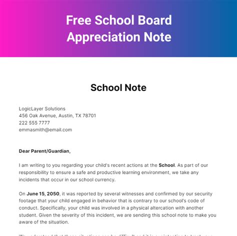 Free School Note Templates Editable And Printable