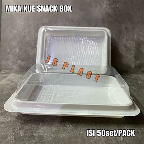 Jual Isi 50set Mika Snack Box Putih Alas Mika Kue Tray Brownies
