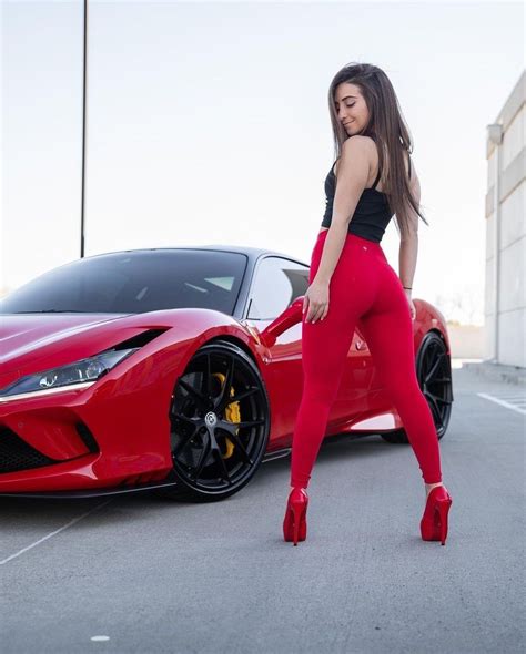 Car Girls Photo Sessions Ferrari Pin Up Sensual Leather Pants