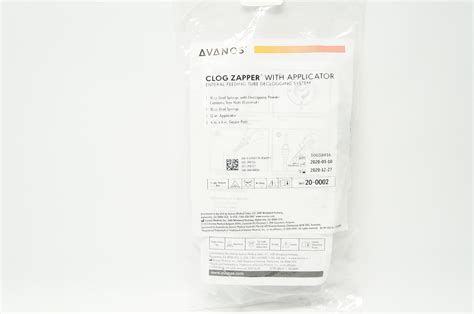 Avanos 20 0002 Clog Zapper Applicator Enteral Feeding Tube Declogging