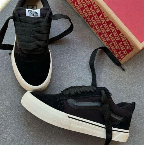 Vans Knu School Black And Off White Em 2025 Vans Todo Preto Vans