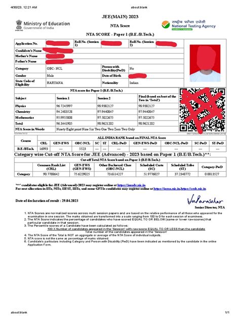 Jee Main Result Pdf