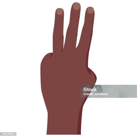 3번을 보여주는 손가락을 들어 올리는 제스처 흰색 배경에 고립 된 검은 피부 손을 계산하는 벡터 그림 3에 대한 스톡 벡터 아트 및 기타 이미지 Istock