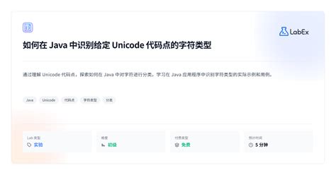 如何在 Java 中识别给定 Unicode 代码点的字符类型 Labex