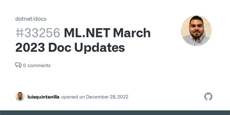 Mlnet March 2023 Doc Updates · Issue 33256 · Dotnetdocs · Github
