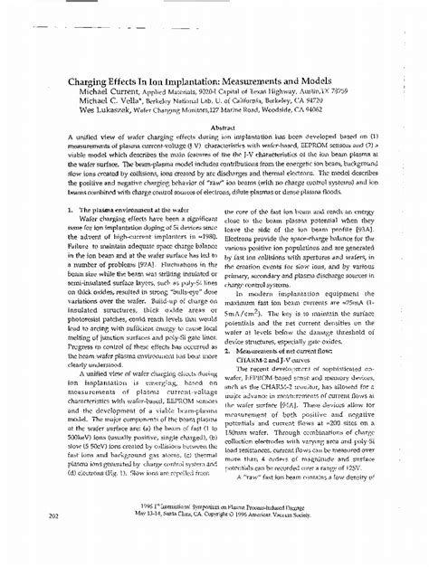 Charging Effects In Ion Implantation Measurements And Models Ieee Conference Publication