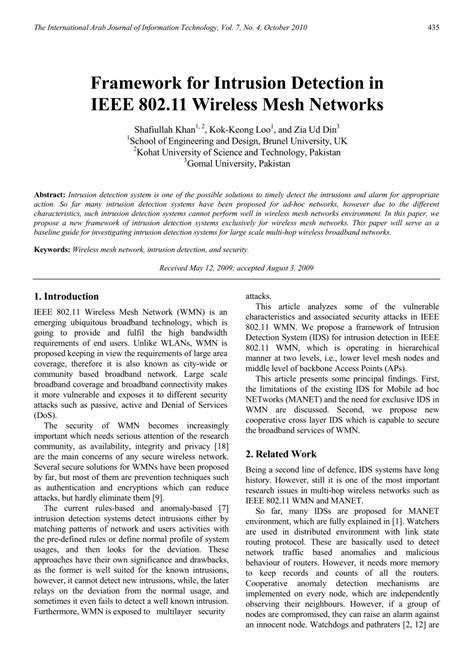 Pdf Framework For Intrusion Detection In Ieee 802 11 Wireless Mesh Networks
