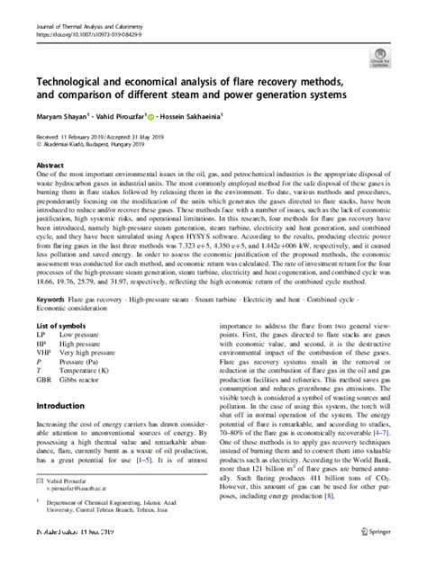 Pdf Technological And Economical Analysis Of Flare Recovery Methods And Comparison Of