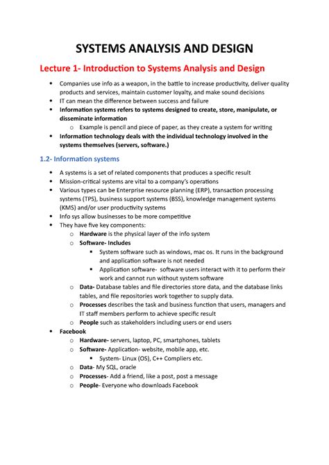 Systems Analysis And Design Systems Analysis And Design Lecture 1 Introduction To Systems
