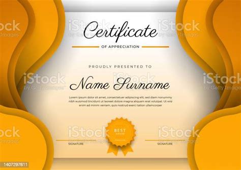 현대 우아한 다채로운 디플로마 인증서 템플릿 고급 배지와 현대적인 라인 패턴이있는 업적 테두리 템플릿 인증서 수상 비즈니스 및 교육 요구 사항 감탄에 대한 스톡 벡터 아트