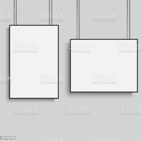 백인 포스터 바인더에 매달려입니다 벡터 일러스트 레이 션 공란에 대한 스톡 벡터 아트 및 기타 이미지 공란 매달기 벽 Istock