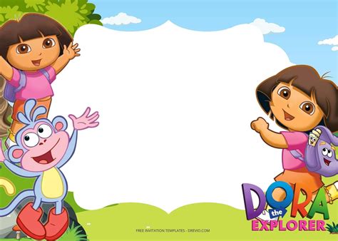 Best 13 Free Canva Template Roaring Fun Dora And Friends Birthday