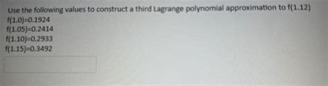 solved use the following values to construct a third