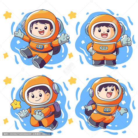 手绘宇航员男孩 动漫卡通 设计素材 设计模板 汇图网www huitu