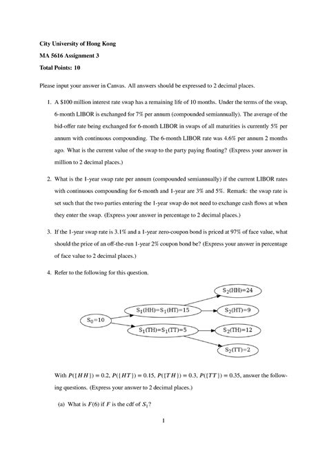 Ma 5616 Assignment 3 2 City University Of Hong Kong Ma 5616 Assignment 3 Total Points 10