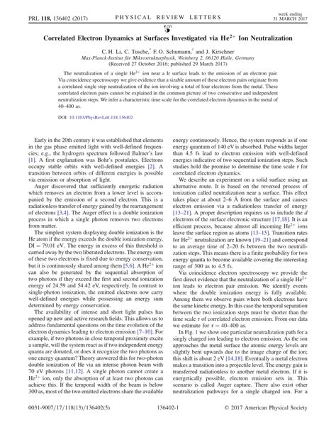 Pdf Correlated Electron Dynamics At Surfaces Investigated Via