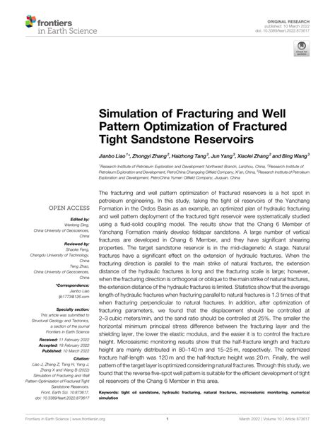 Pdf Simulation Of Fracturing And Well Pattern Optimization Of