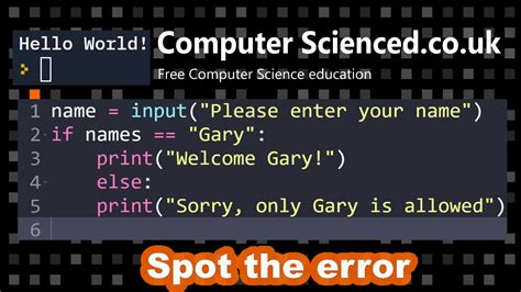 Python Coding Errors Computer Scienced