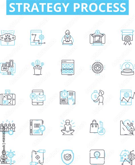 Vector De Stock Strategy Process Vector Line Icons Set Planning Analysis Execution Decision
