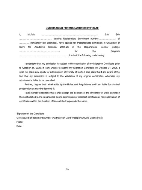 Migration Undertaking Pdf