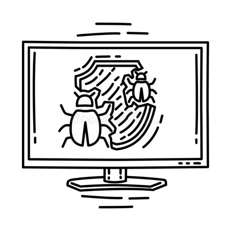 Virus Computer Icon Doodle Hand Drawn Or Outline Icon Style Stock