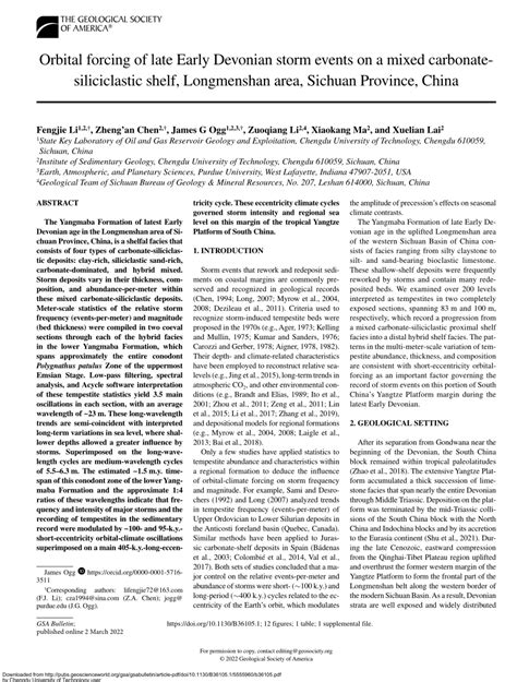Pdf Orbital Forcing Of Late Early Devonian Storm Events On A Mixed