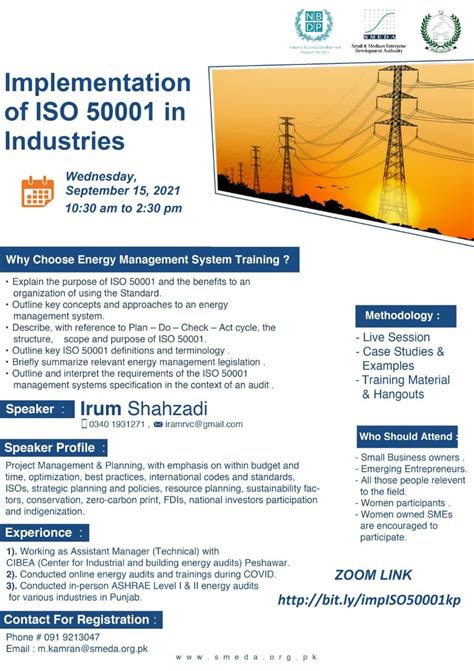 Iram Shahzadi On Linkedin Webinar Iso50001 Nbdp Smedapeshawar Cibea