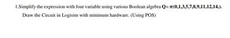 Solved 1simplify The Expression With Four Variable Using