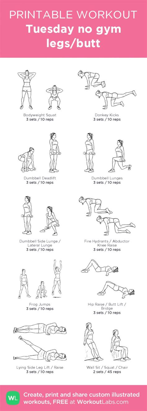 Tuesday No Gym Legs Buttmy Custom Exercise Plan Created At Workoutlabs