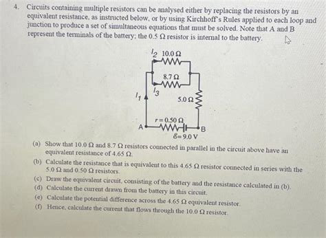 Solved Circuits Containing Multiple Resistors Can Be