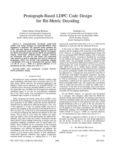 Protograph Based Iterative Decoding Protograph Based Ldpc Code Design
