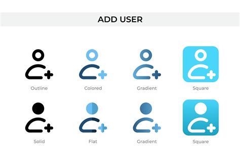 Add User Icon In Different Style Add User Vector Icons Designed In Outline Solid Colored