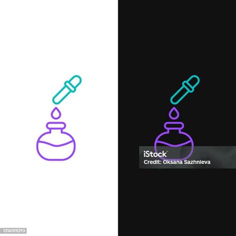 흰색과 검은 색 배경에 고립 된 파이펫 아이콘라인 테스트 튜브 및 플라스크 화학 실험실 테스트 실험실 유리 제품 기호 다채로운 개요 개념 벡터 0명에 대한 스톡 벡터 아트