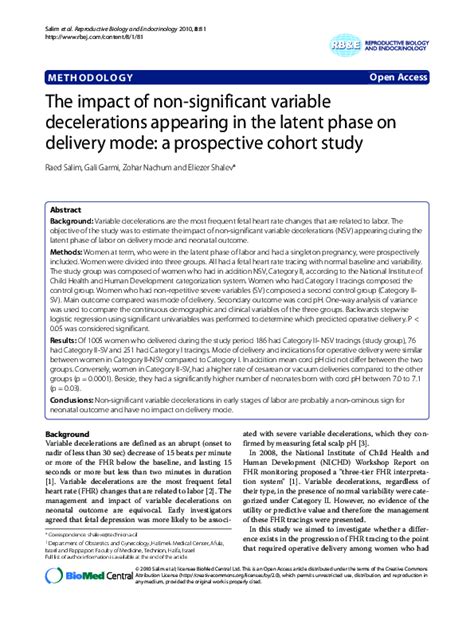 Pdf The Impact Of Non Significant Variable Decelerations Appearing In The Latent Phase On