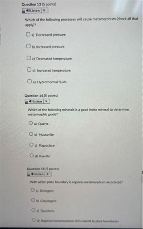 Get Answer Which Of The Following Processes Will Cause Metamorphism