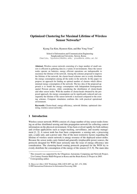 Pdf Optimized Clustering For Maximal Lifetime Of Wireless Sensor Networks