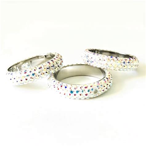 Swarovski 85001 185mm Becharmed Pave Thread Ring Crystal Ab 6 Pieces