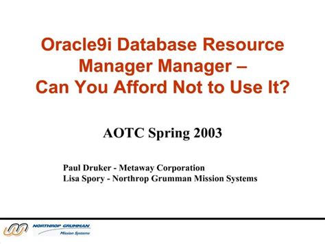 PPT Oracle9i Database Resource Manager Manager Can You Afford Not To