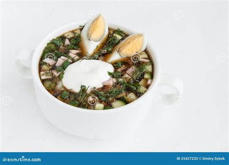 Okroshka Cold Kvass Soup With Vegetables Stock Image Image Of Snack
