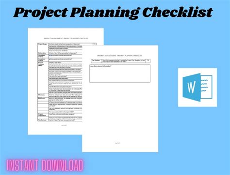 Project Planning Project Checklist Planning Checklist Business Checklist Company Checklist