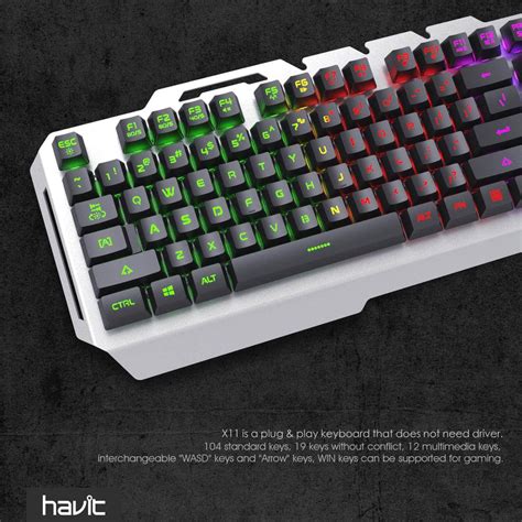 Havit X11 Gaming Keyboard Mouse Combo With Aluminum Panel And Led Backli