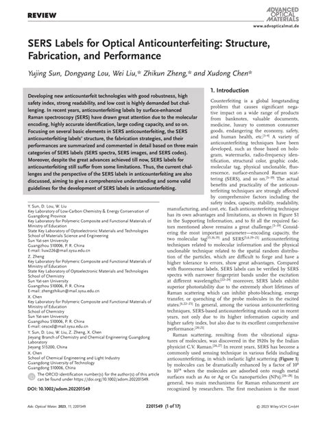 sers labels for optical anticounterfeiting structure fabrication and