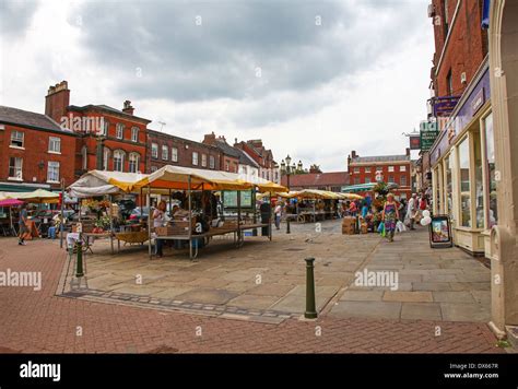 The Outdoor Market Square In The Centre Of The Market Town Of Leek