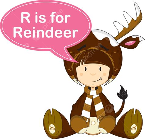 R Is For Reindeer Girl Fancy Dress Learning Reindeer Vector Fancy