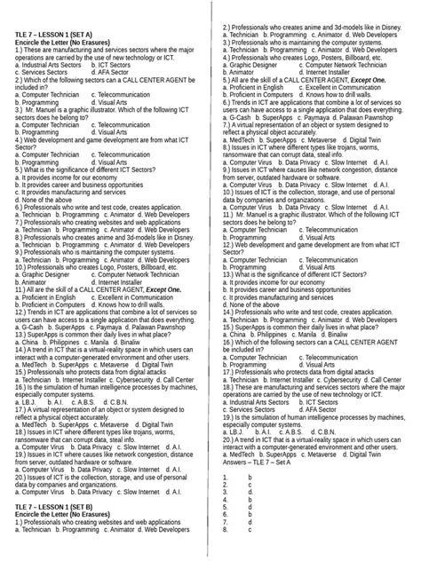 Tle 7 Assestment Week 1 Matatag Pdf Web Development Internet